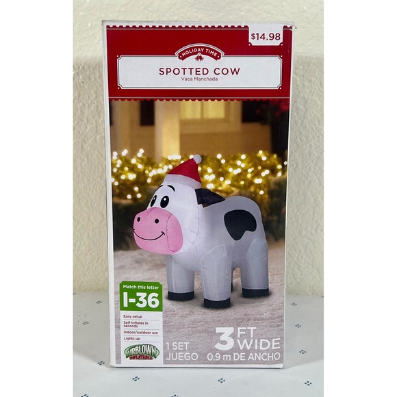 Holiday Time | Holiday | Gemmy Holiday Time Spotted Cow Christmas ...